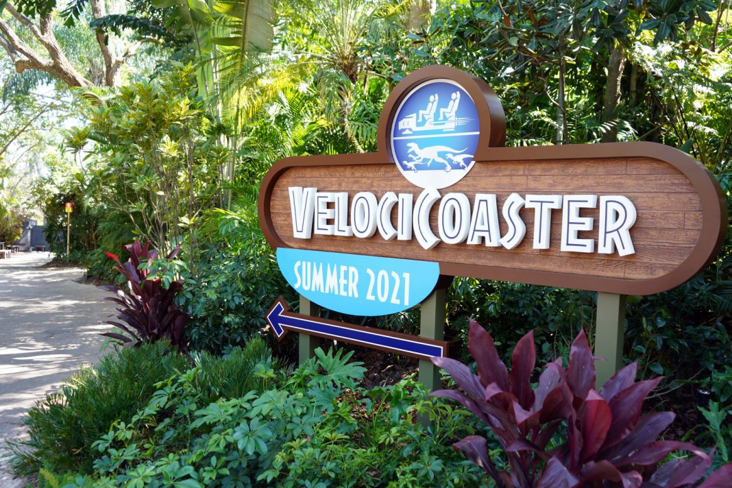 New Jurassic World VelociCoaster sign added at Islands of Adventure ...