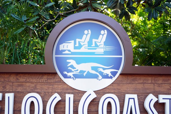 New Jurassic World VelociCoaster sign added at Islands of Adventure ...