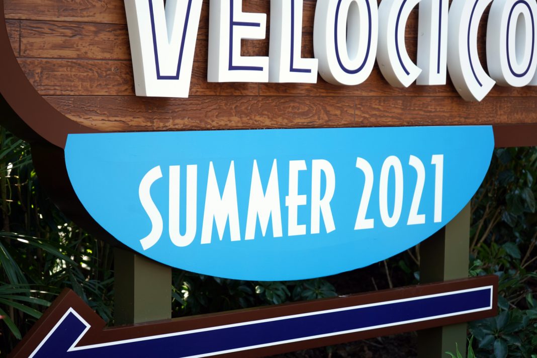 New Jurassic World VelociCoaster sign added at Islands of Adventure ...